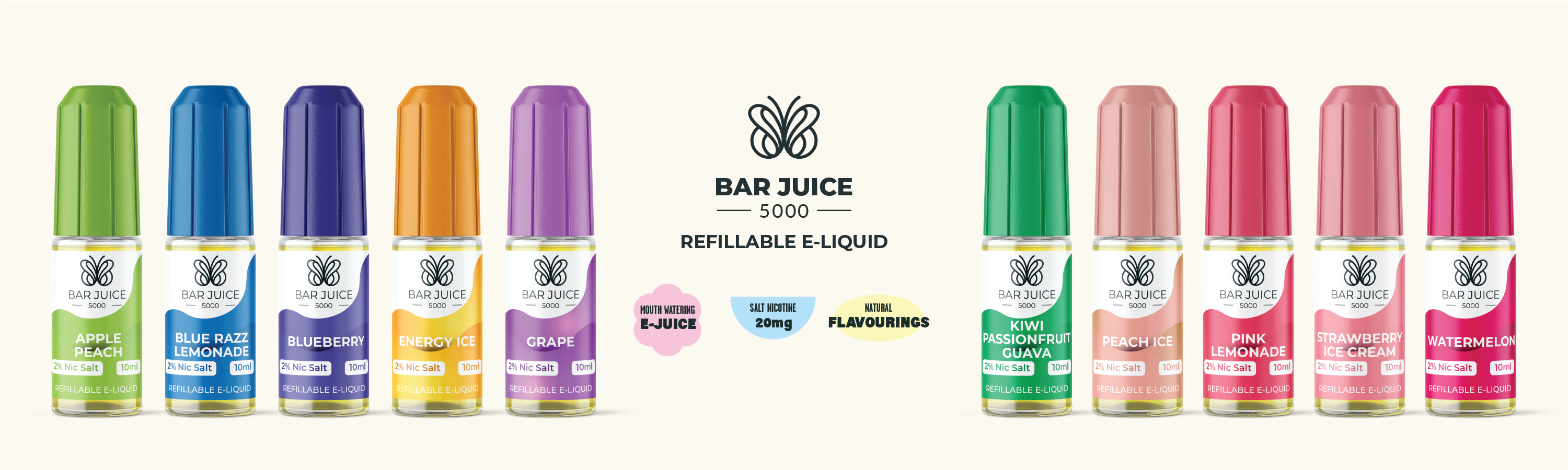 Bar Juice Nic Salts | 5 For £10 | Free Delivery – Escobar Vape Shop